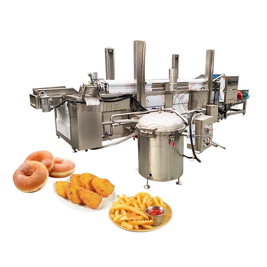 Frying Various Types of Food Continuous Conveyor Belt Dough Falafel ...